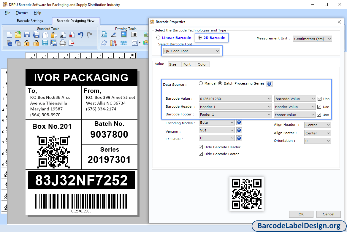 Packaging barcode label distribution package barcodes maker